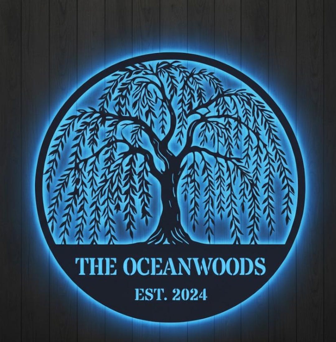LED Metal Willow Tree Sign, Custom Family Name Home Decor, Wedding or ...
