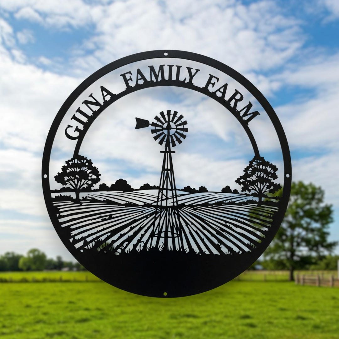 Custom Metal Farm Sign, Personalized Windmill Metal Wall Art, Ranch ...