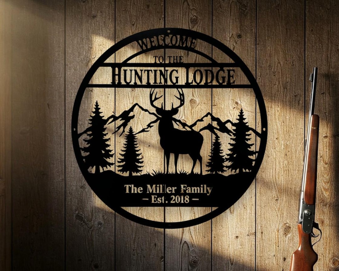 Custom Metal Hunting Lodge Sign, Personalized Hunting Lodge Metal Sign ...