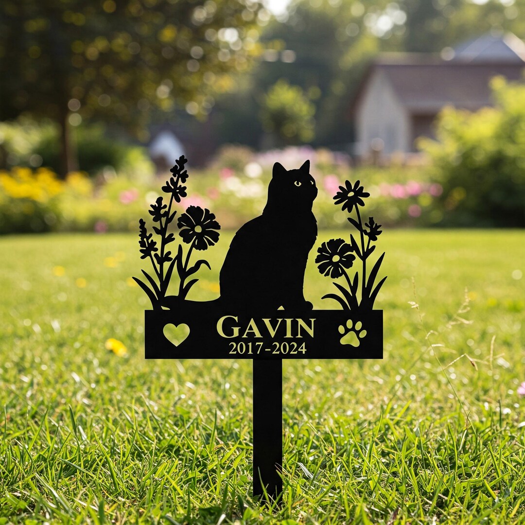 Custom Cat Memorial Garden Stake, Metal Cat Grave Marker, Pet Memorial ...