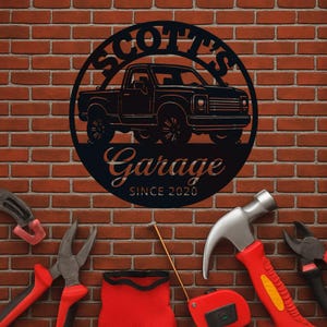 Custom Metal Garage Sign – Personalized Name Plaque With Est. Year, Man ...
