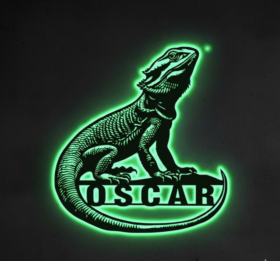 Custom Bearded Dragon LED Sign, Personalized Pet Name Metal Wall Art ...