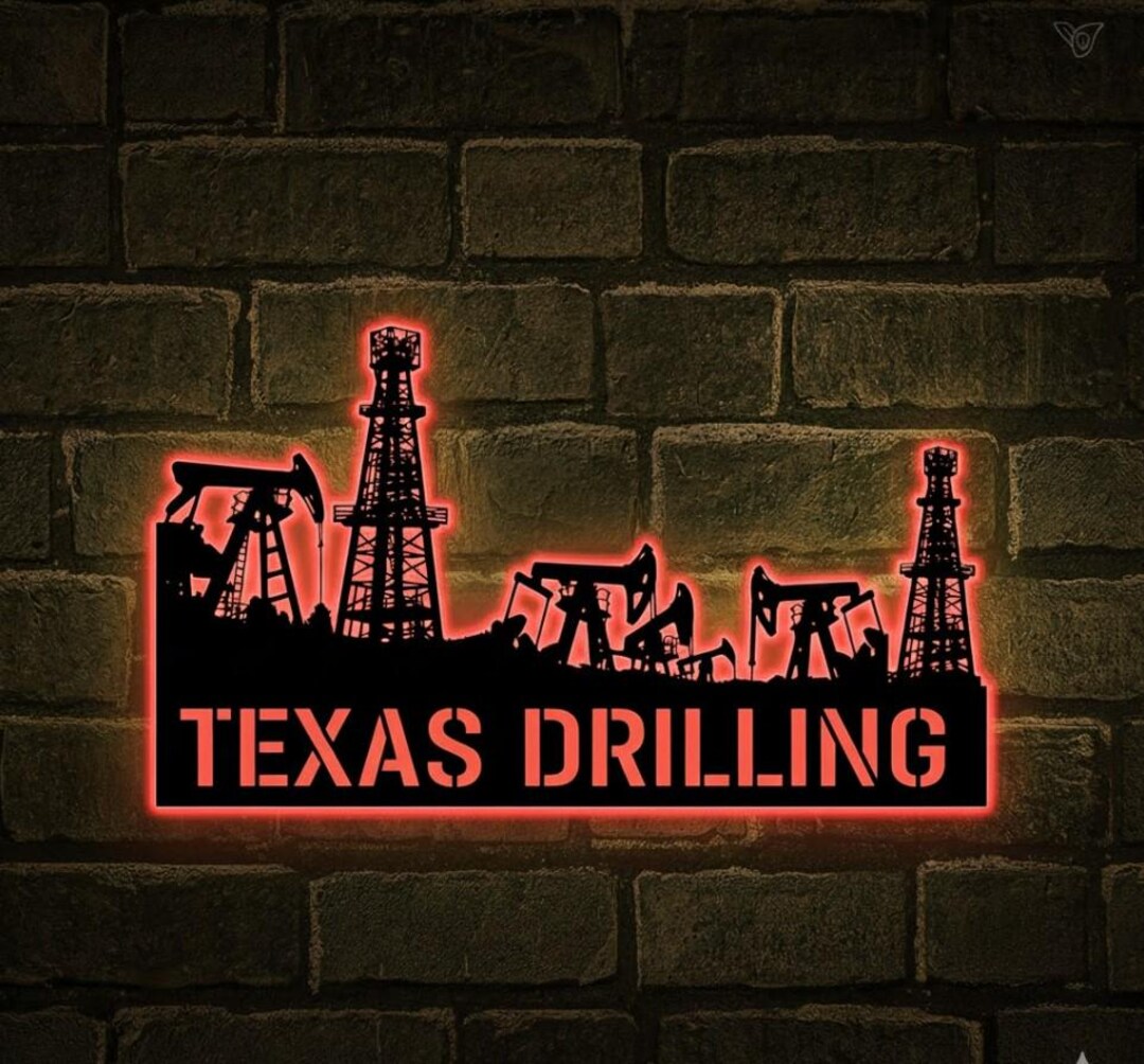 Oil Derrick LED Sign, Custom Name Metal Art, Petroleum Engineer Gift ...