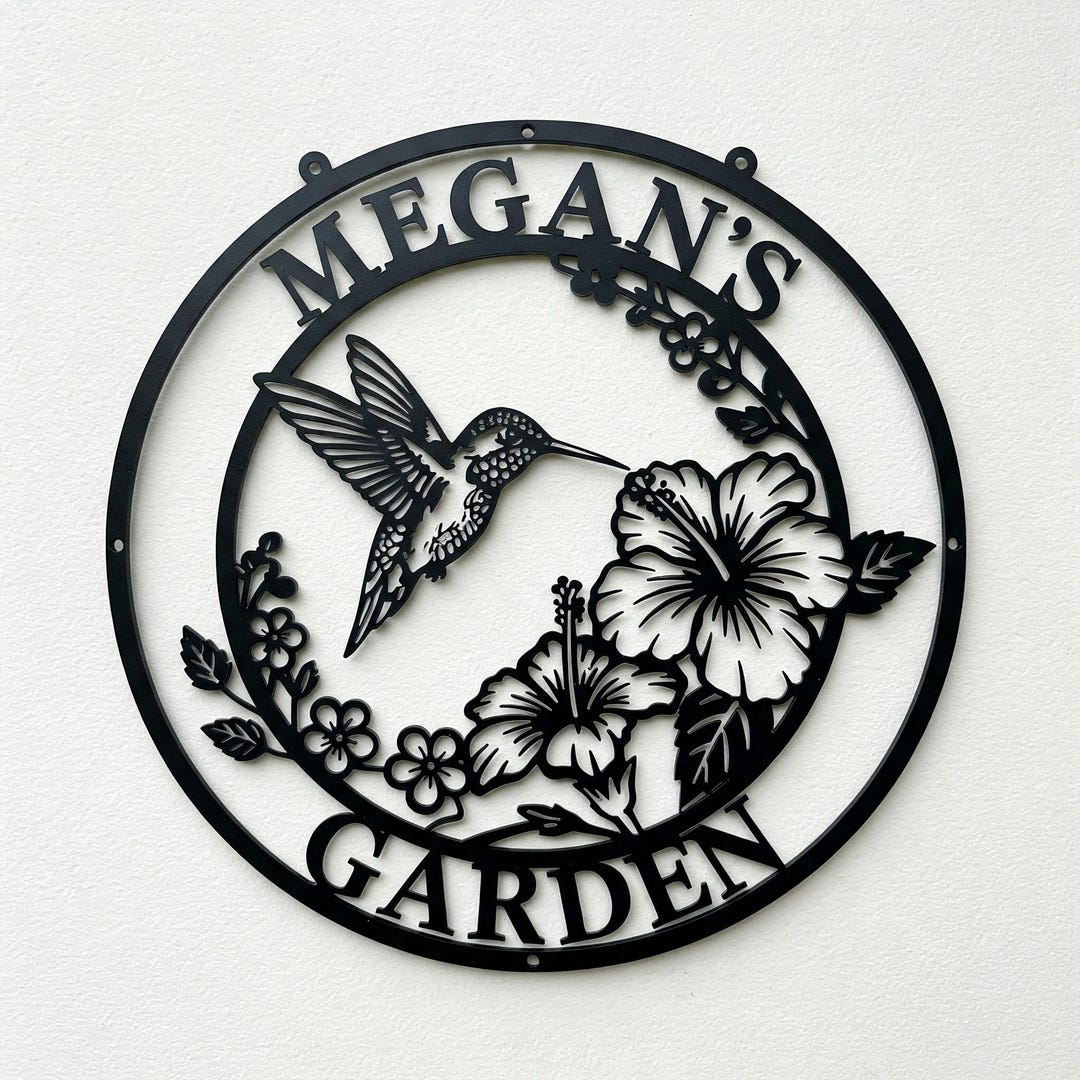 Custom Hummingbird Garden Sign, Hummingbird Metal Sign, Custom Name ...