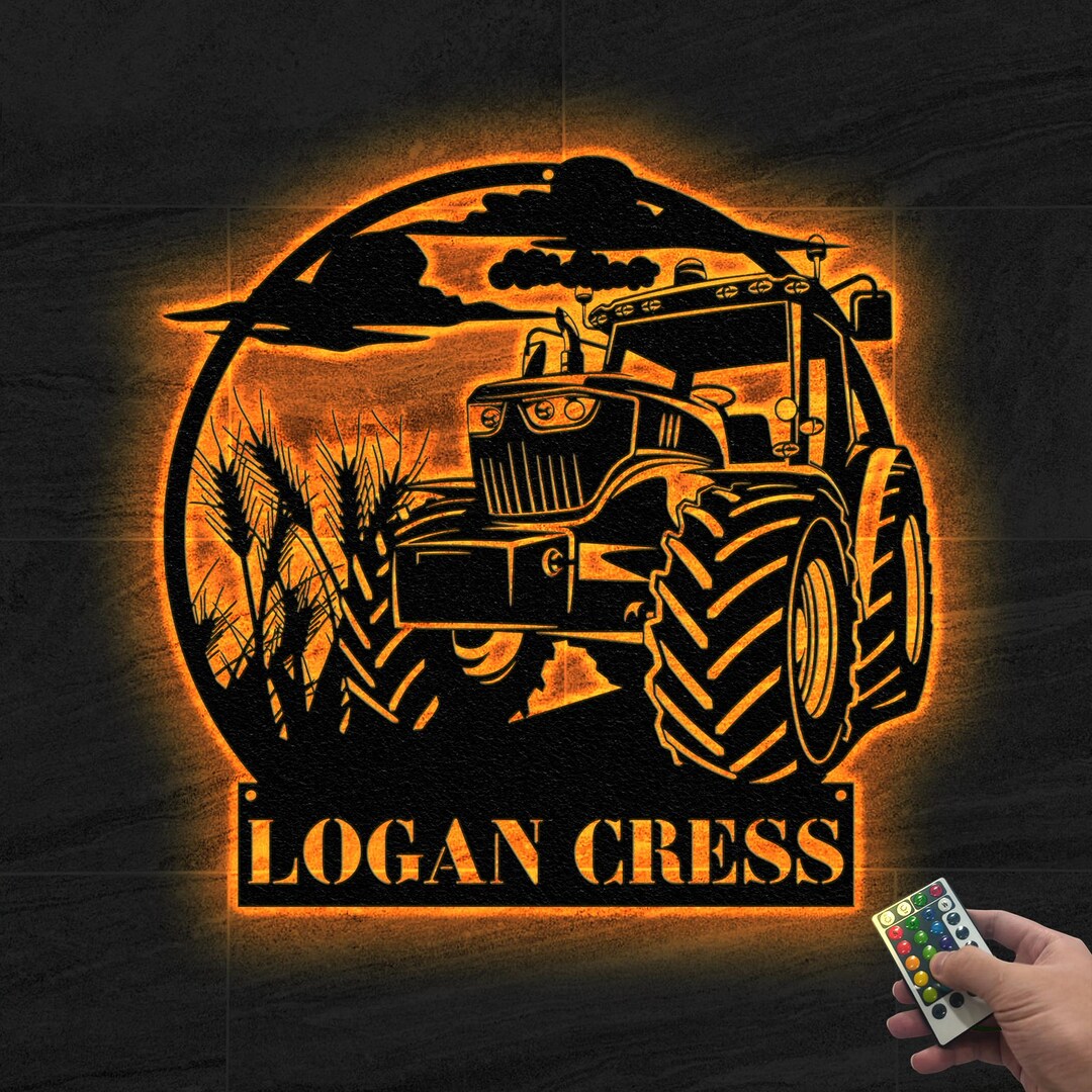 Personalized Tractor Metal Sign With LED Light, Custom Metal Farm Sign ...