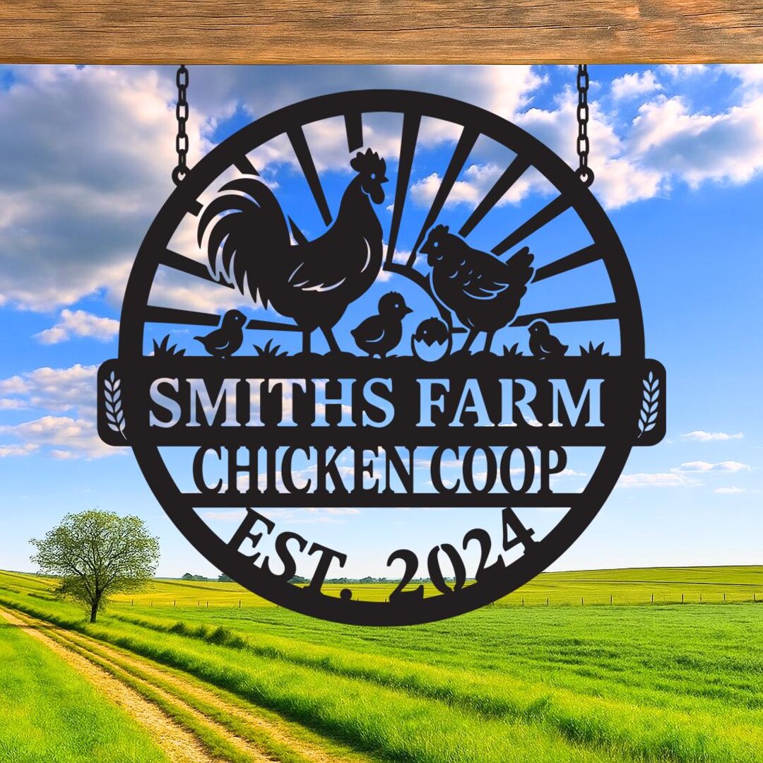 Customized Chicken Farm Sign, Personalized Chicken Coop Sign, Custom ...