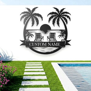 Custom Beach House Metal Sign, Beach Metal Sign, Beach House Name Sign ...