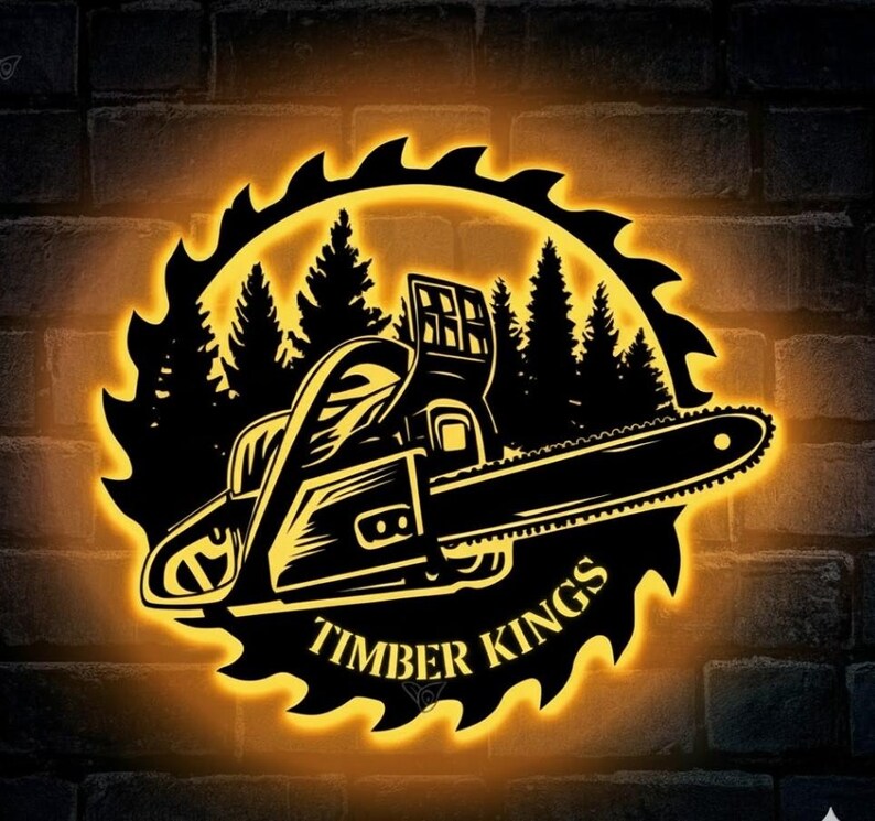 Personalized Chainsaw LED Metal Sign, Custom Gift for Lumberjack Dad ...