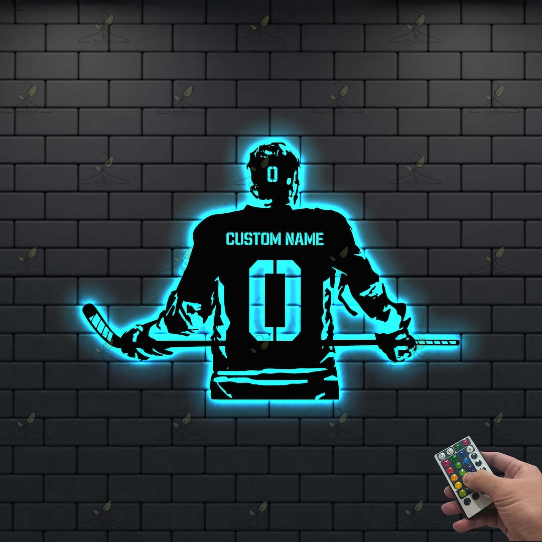 Custom Metal Sports Sign: Personalized Ice Hockey Player, Player Number ...