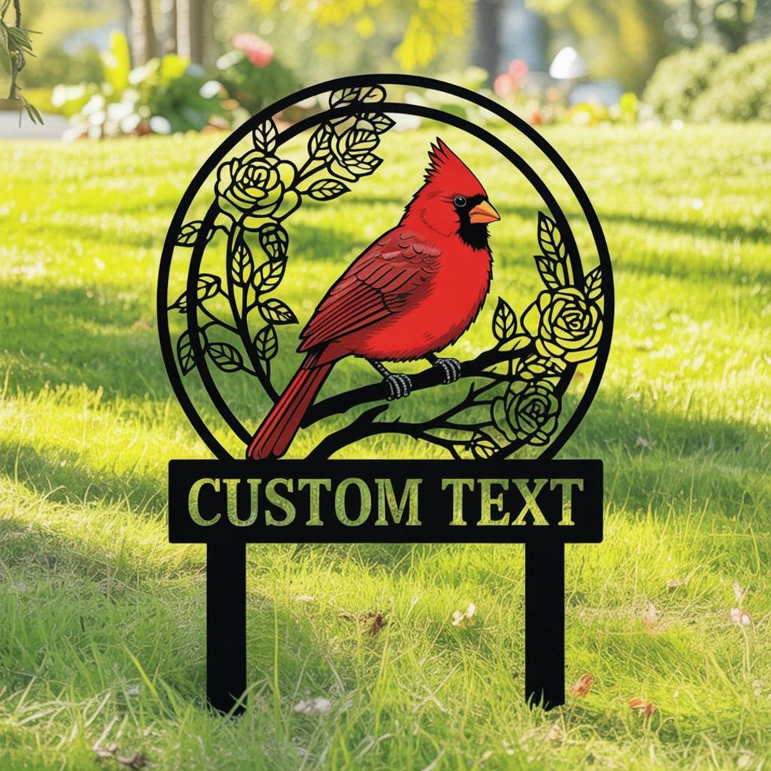 Personalized Cardinal Metal Sign, Custom Cardinal Garden Sign, Bird ...