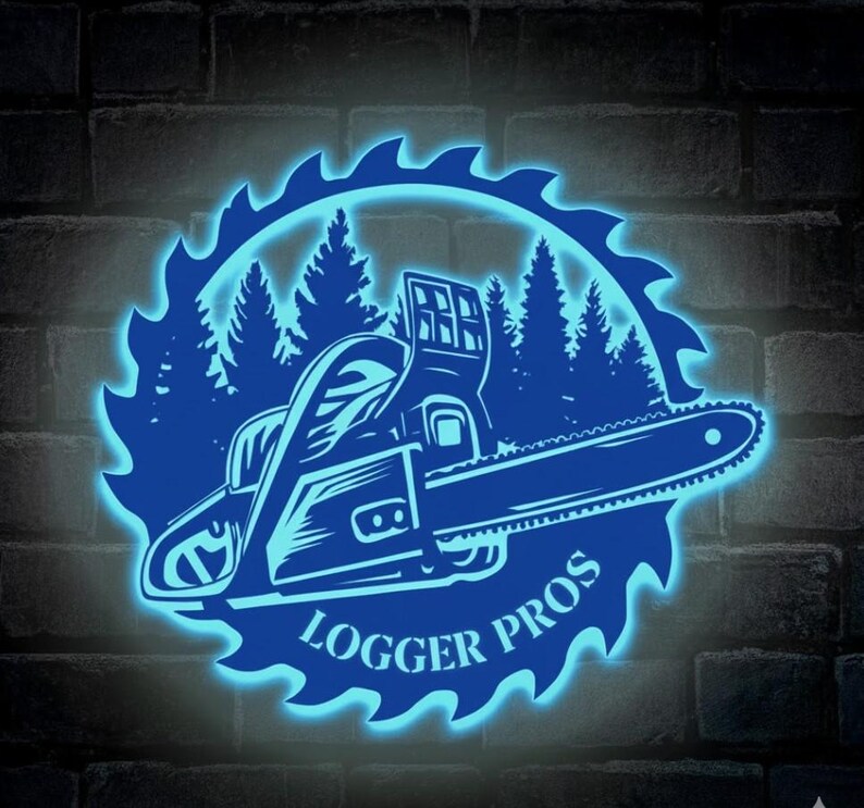 Personalized Chainsaw LED Metal Sign, Custom Gift for Lumberjack Dad ...