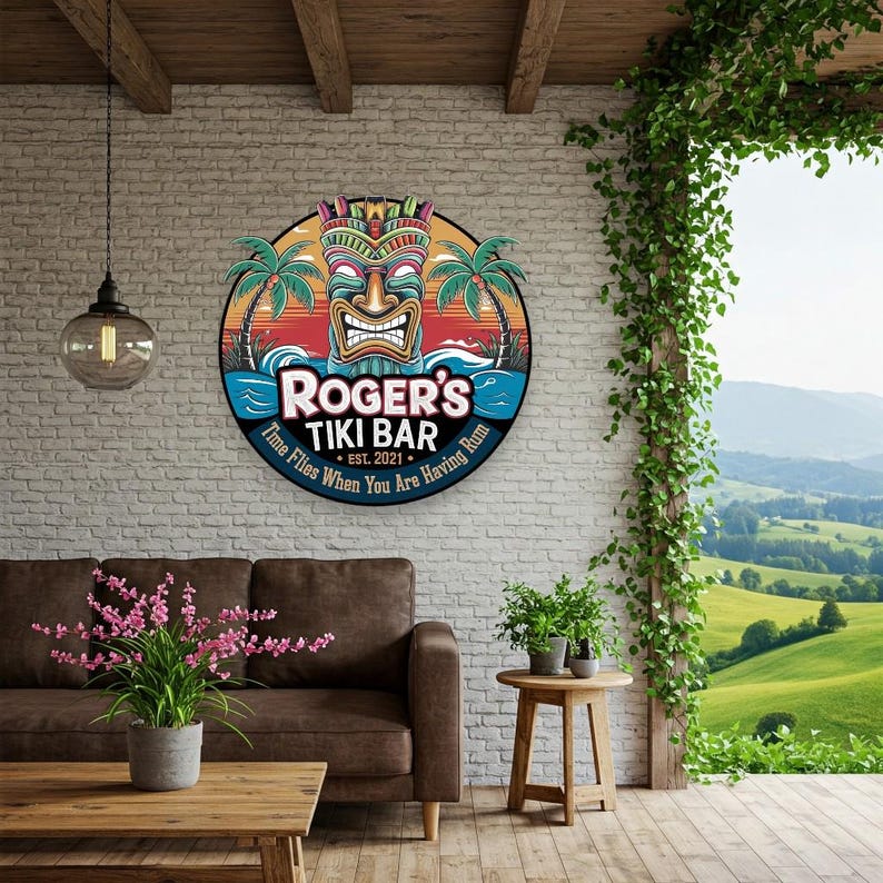 Custom Tiki Bar Sign, Tropical Tiki Bar Metal Sign, Personalized Tiki ...