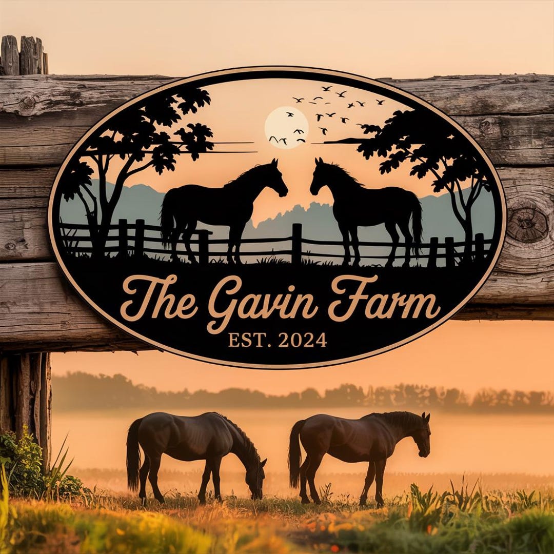 Custom Horse Farm Sign, Personalized Metal Ranch Sign, Horse Ranch Sign ...
