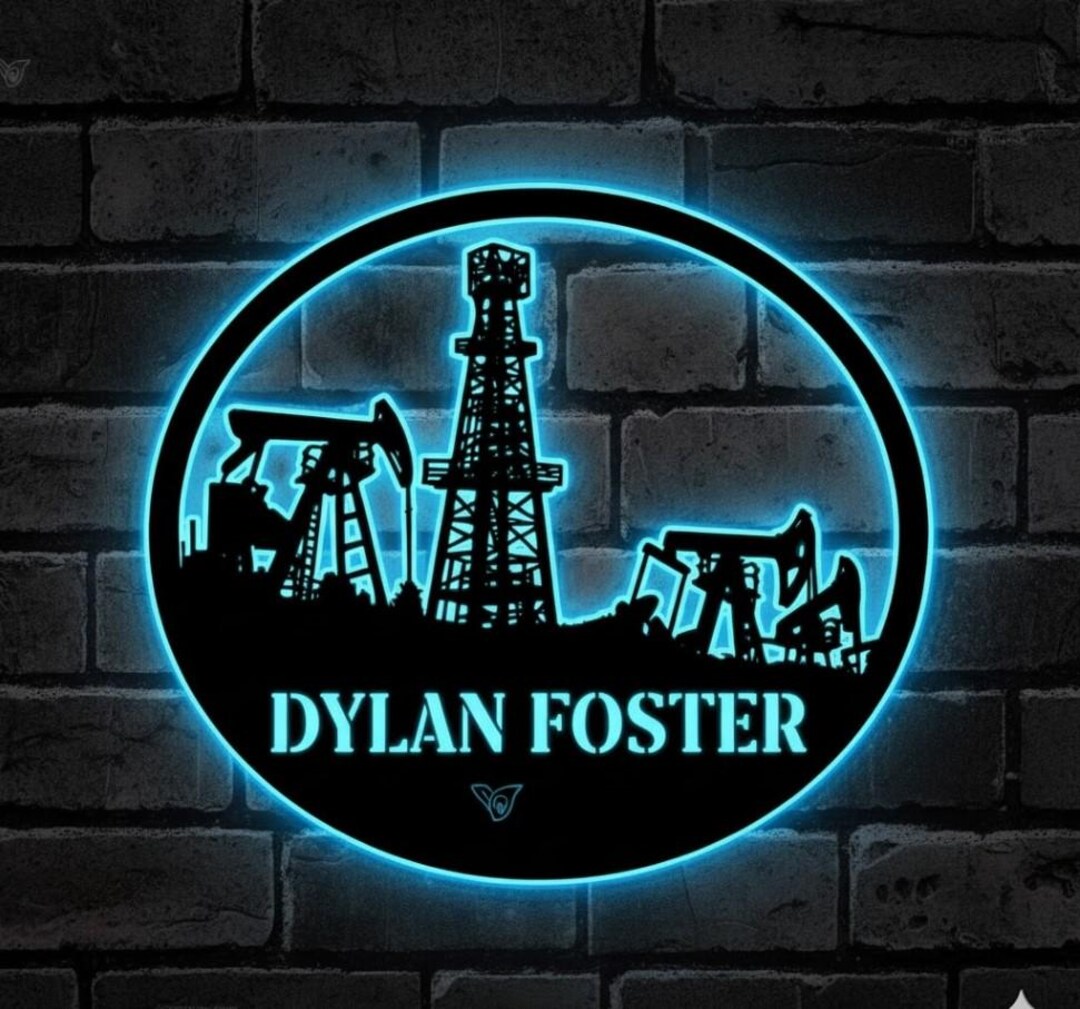 Oilfield Themed LED Wall Decor, Custom Metal Sign Oil Pumper Gift, Man ...