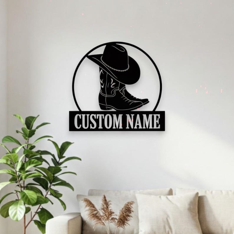Custom Cowboy Hat & Boot Metal Sign, Western Metal Wall Art With Name ...