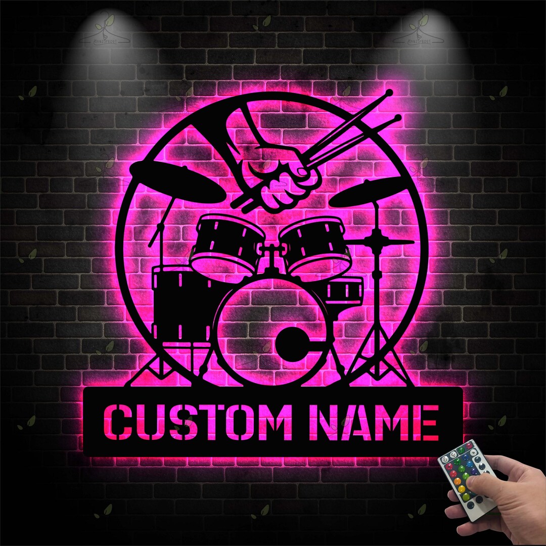 Custom Drum Kit Sign: LED Wall Decor, Man Cave Lighting, Gift for Him ...