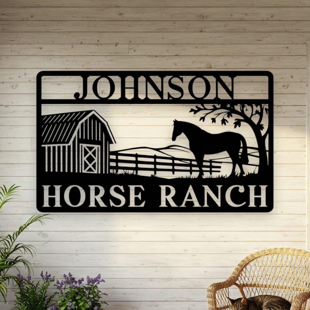 Custom Horse Ranch Metal Sign, Personalized Farm Name Plaque, Metal ...