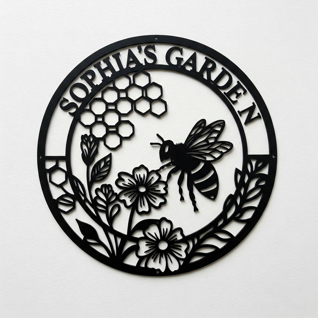 Custom Metal Garden Sign, Honeybee Metal Sign, Personalized Metal Bee ...