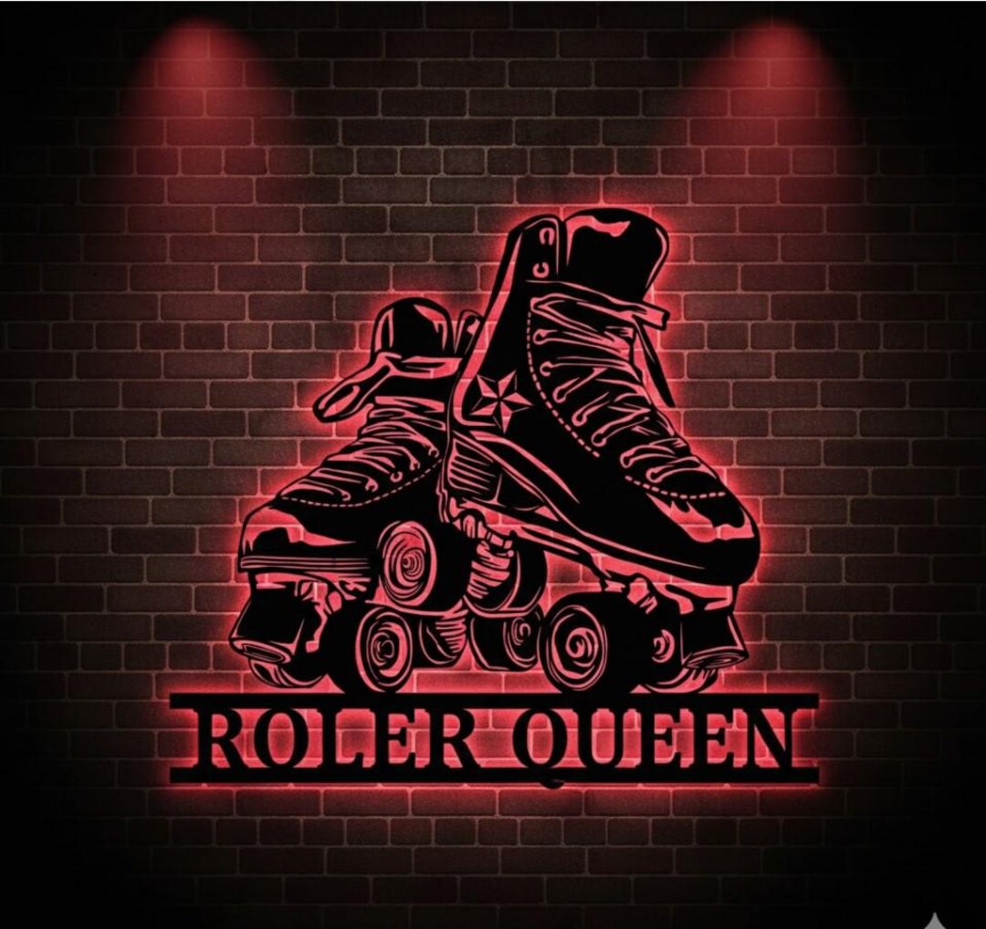 LED Roller Skates Sign With Custom Name, Personalized 80s Retro Wall ...