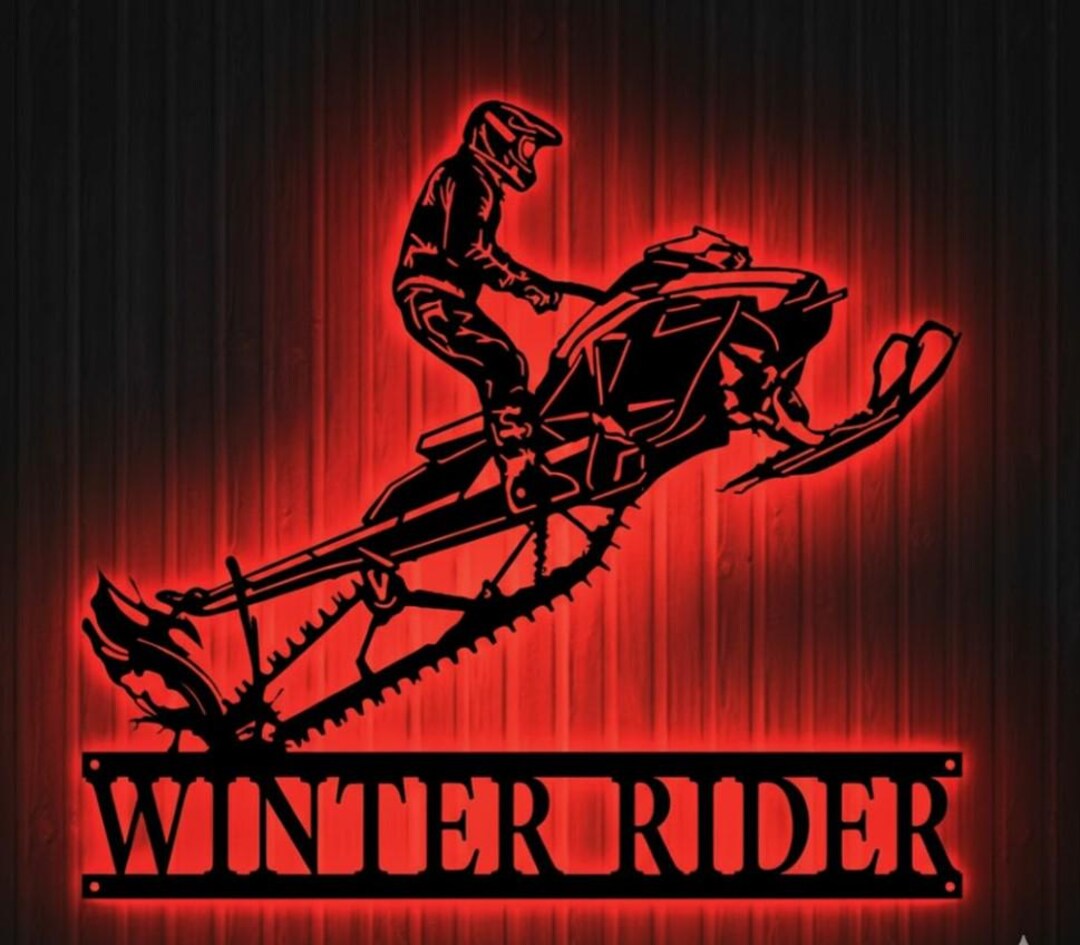 Custom Snowmobiling Metal Wall Decor With LED Lights, Mountain Skiing ...