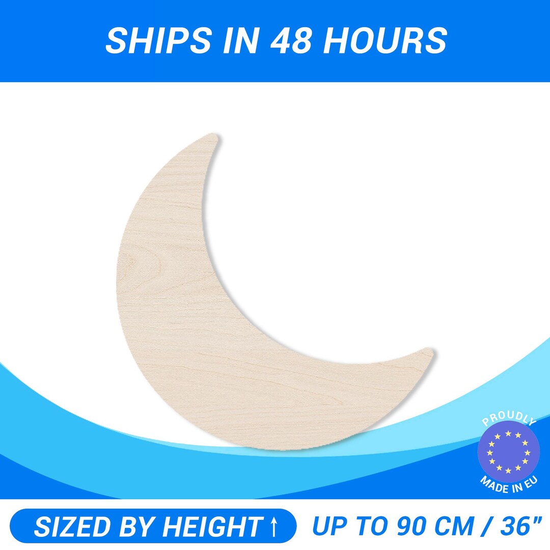 Personalized Wooden Crescent Moon Shape • Custom Cut Baltic Birch ...