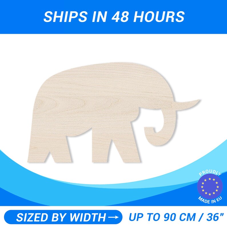 Personalized Wooden Mammoth Shape • Custom Cut to Size Baltic Birch ...
