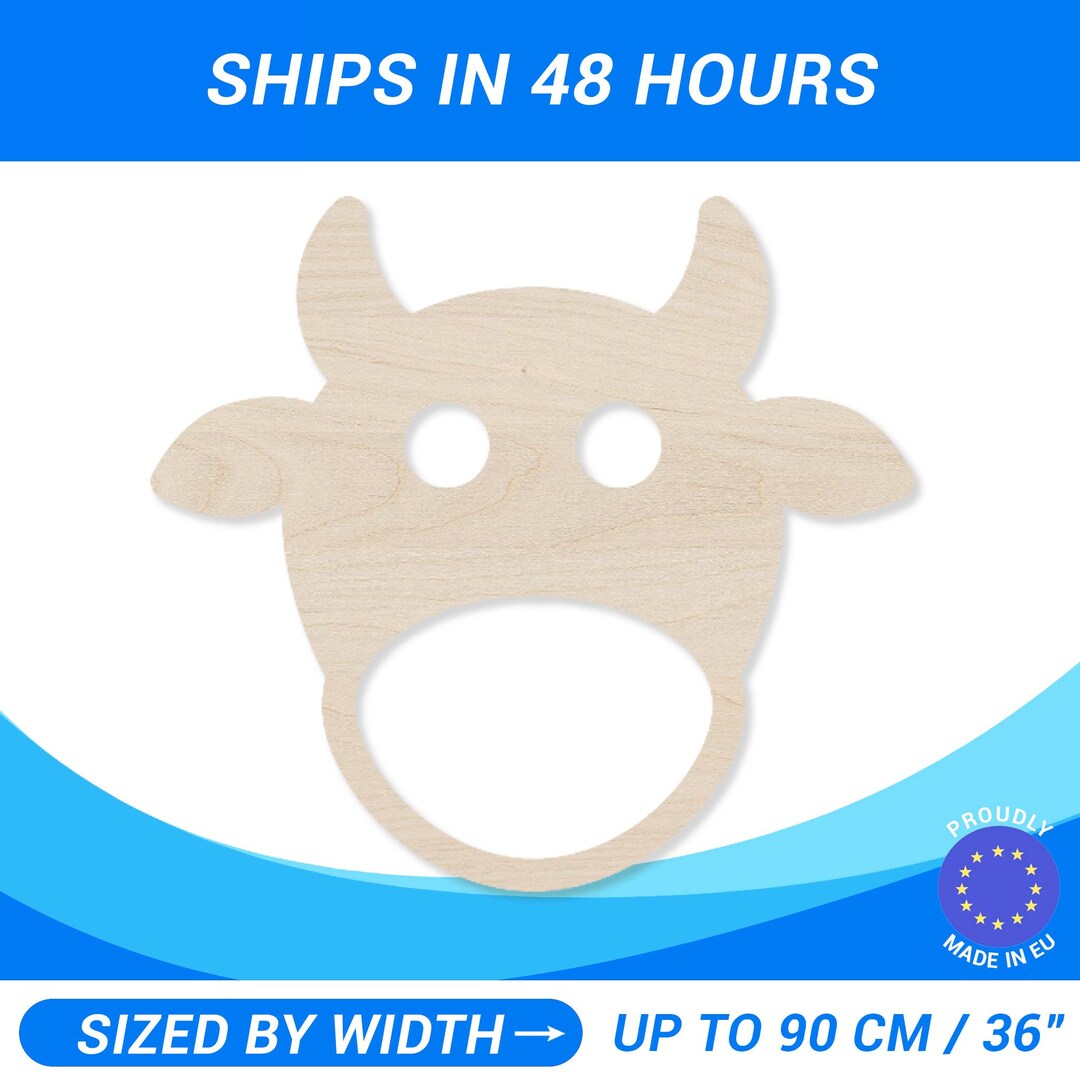 Personalized Wooden Cow Head Shape • Custom Cut to Size Baltic Birch ...