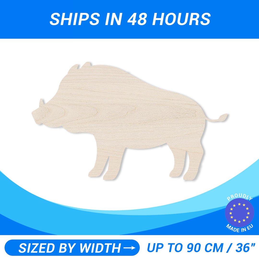 Personalized Wooden Wild Boar Shape • Custom Cut to Size Baltic Birch ...