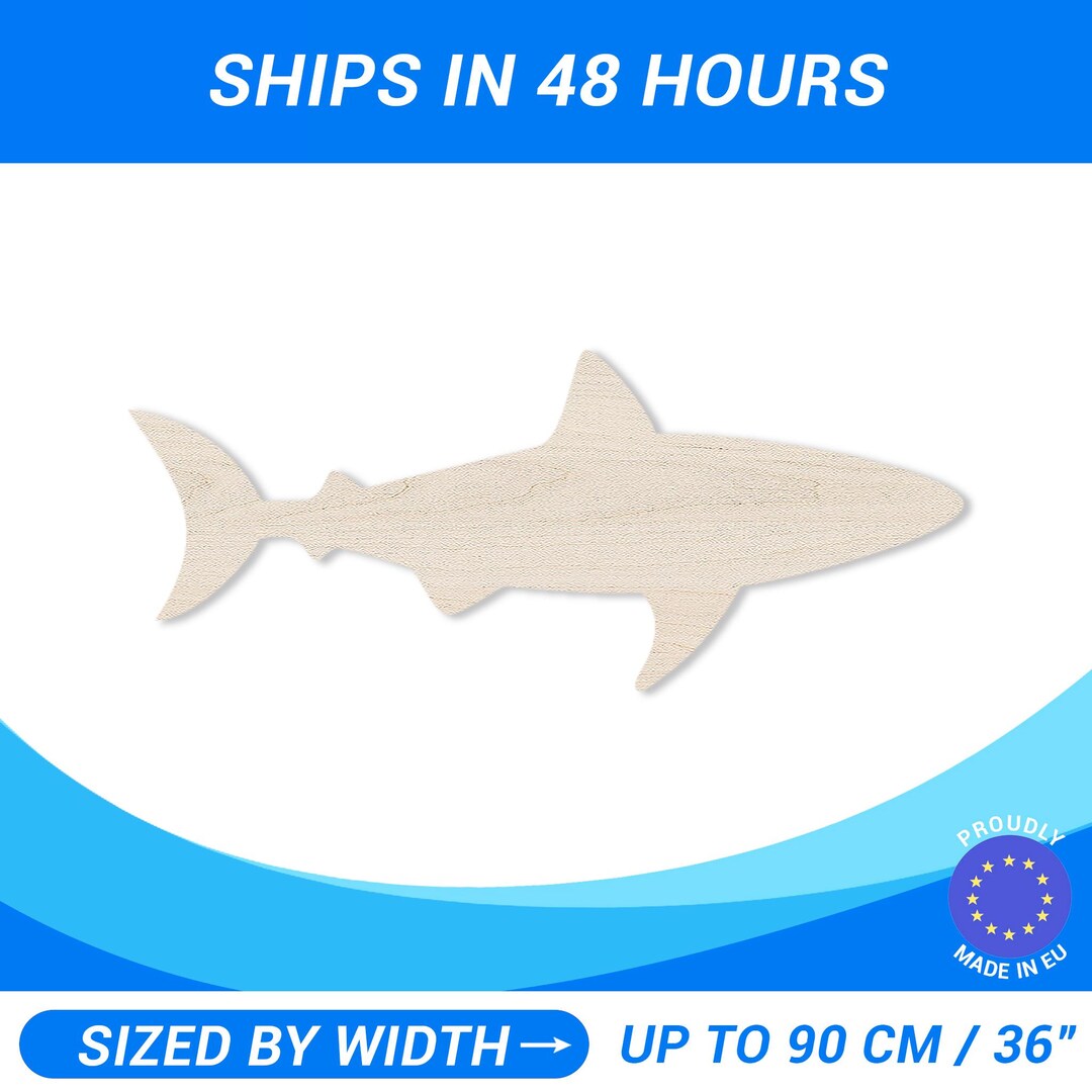Personalized Wooden Shark Shape • Custom Cut to Size Baltic Birch ...