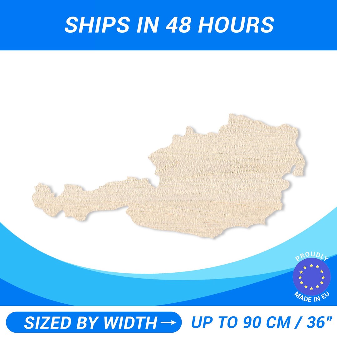 Personalized Wooden Austria Shape • Custom Size Baltic Birch Plywood ...