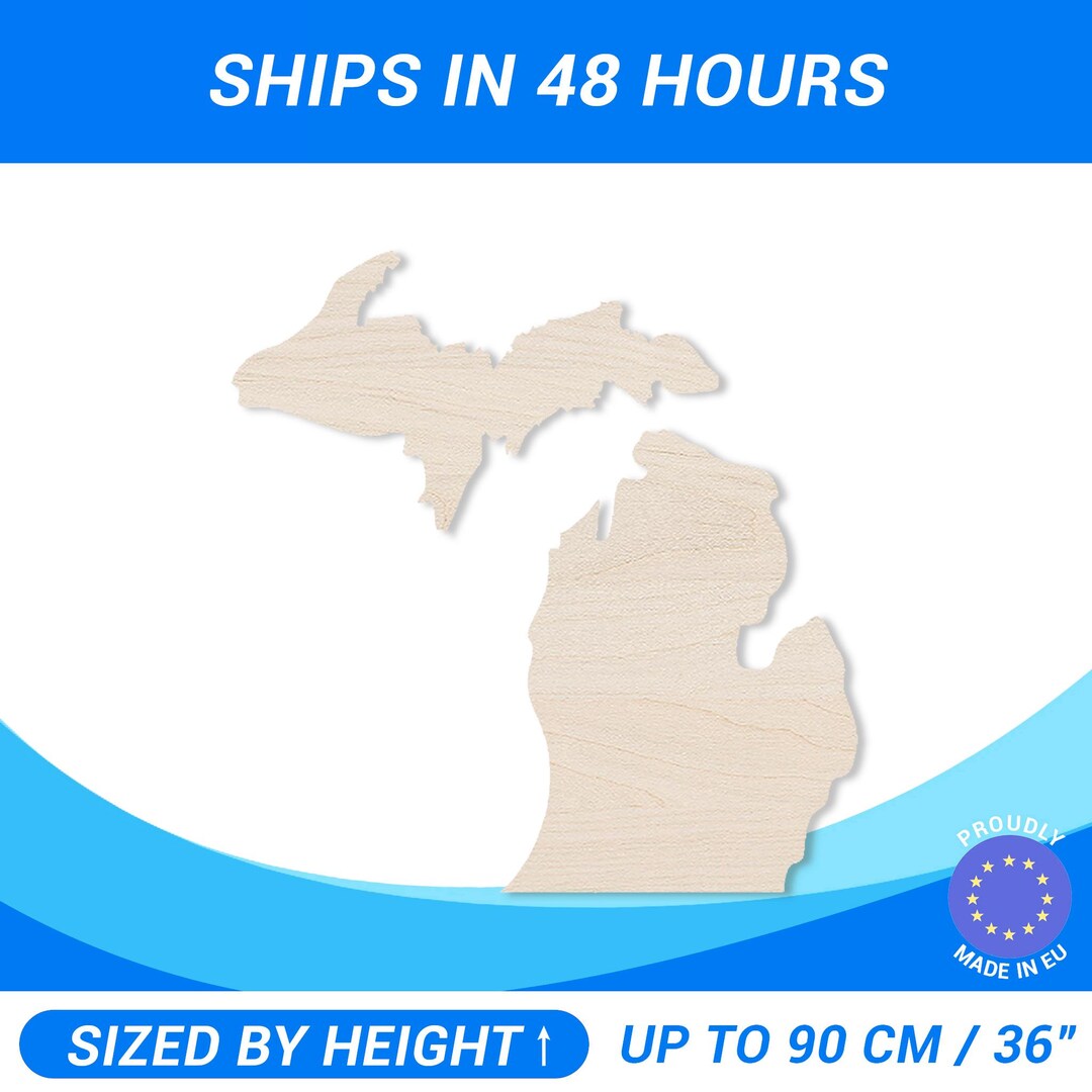 Personalized Wooden Michigan State Shape • Custom Cut to Size Baltic ...