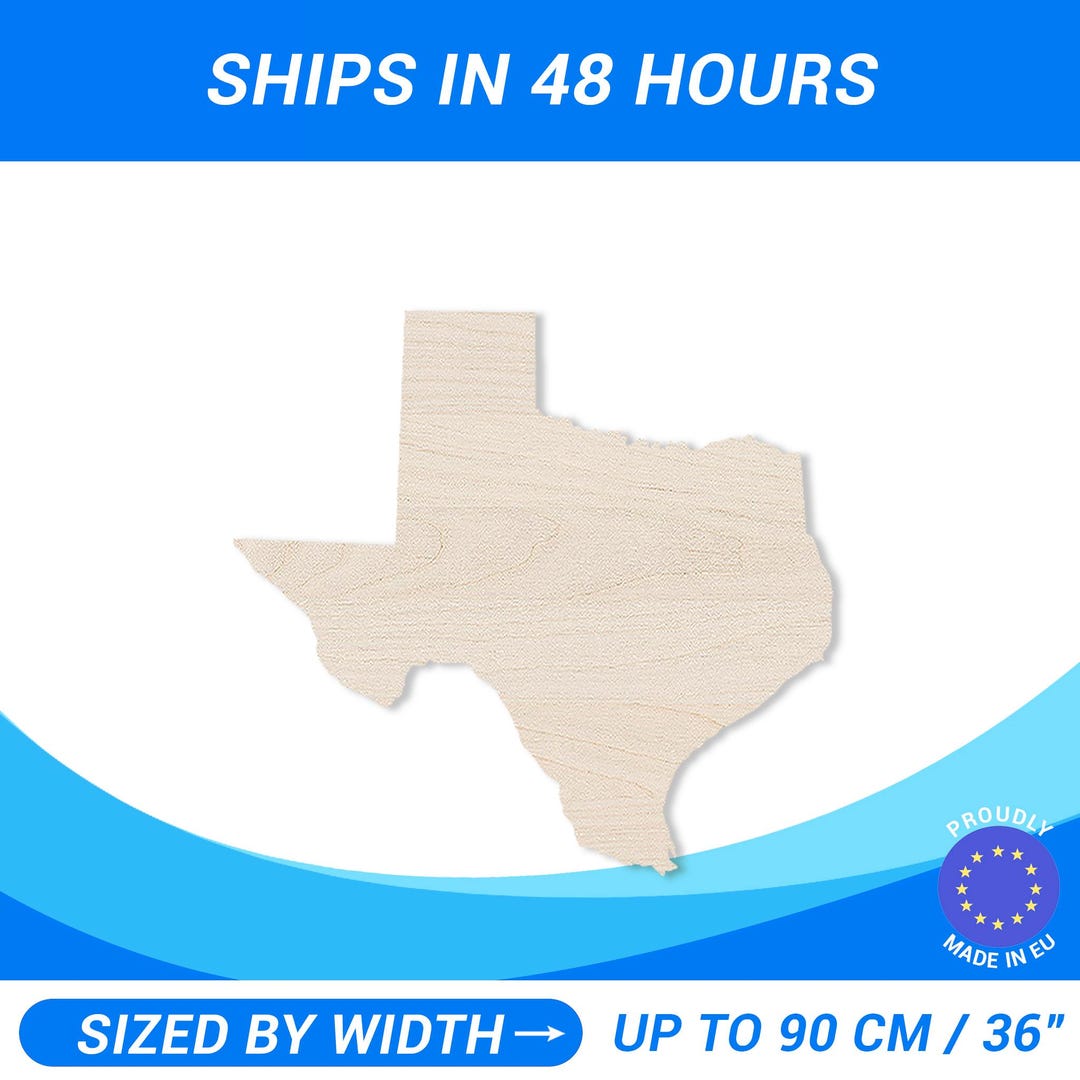 Personalized Wooden Texas State Shape • Custom Cut to Size Baltic Birch ...