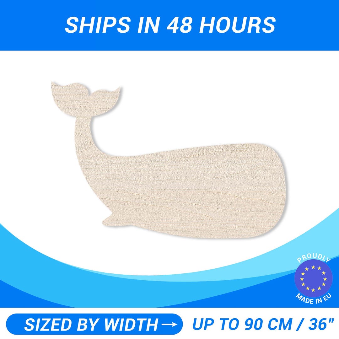 Personalized Wooden Whale Shape • Custom Cut to Size Baltic Birch ...