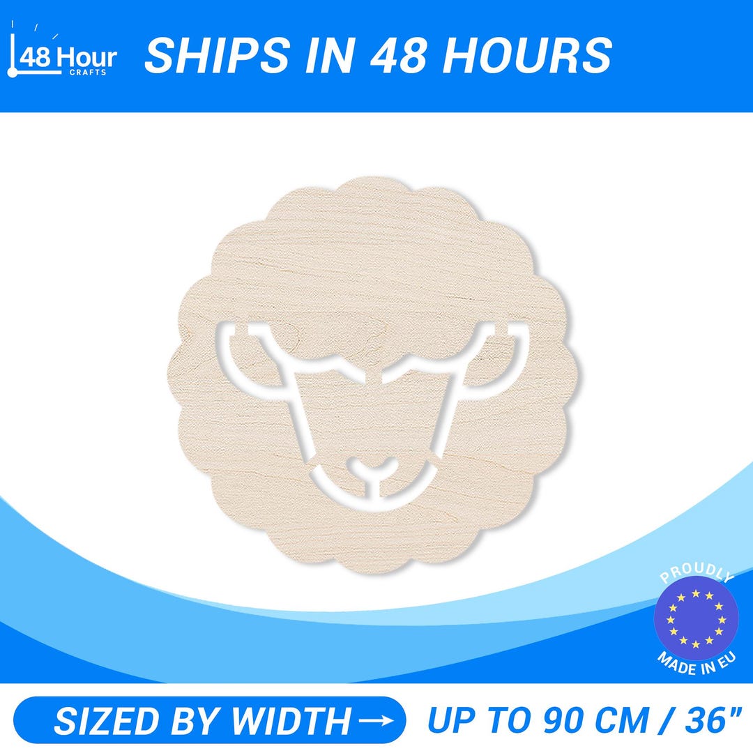 Personalized Wooden Sheep Head Shape • Custom Cut to Size Baltic Birch ...