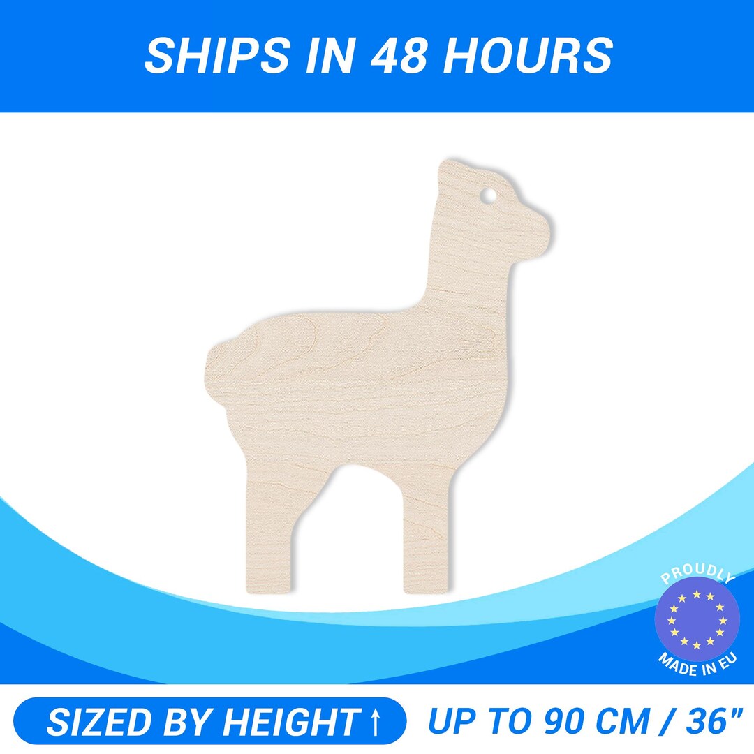 Personalized Wooden Llama Shape • Custom Cut to Size Baltic Birch ...