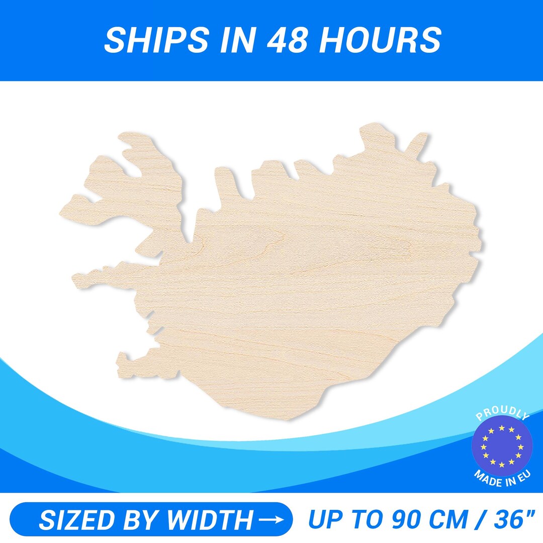 Personalized Wooden Iceland Shape • Custom Size Baltic Birch Plywood ...