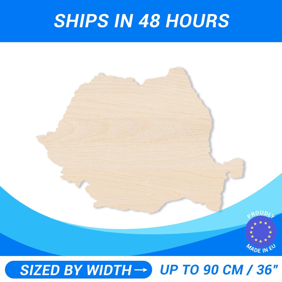 Personalized Wooden Romania Shape • Custom Size Baltic Birch Plywood ...