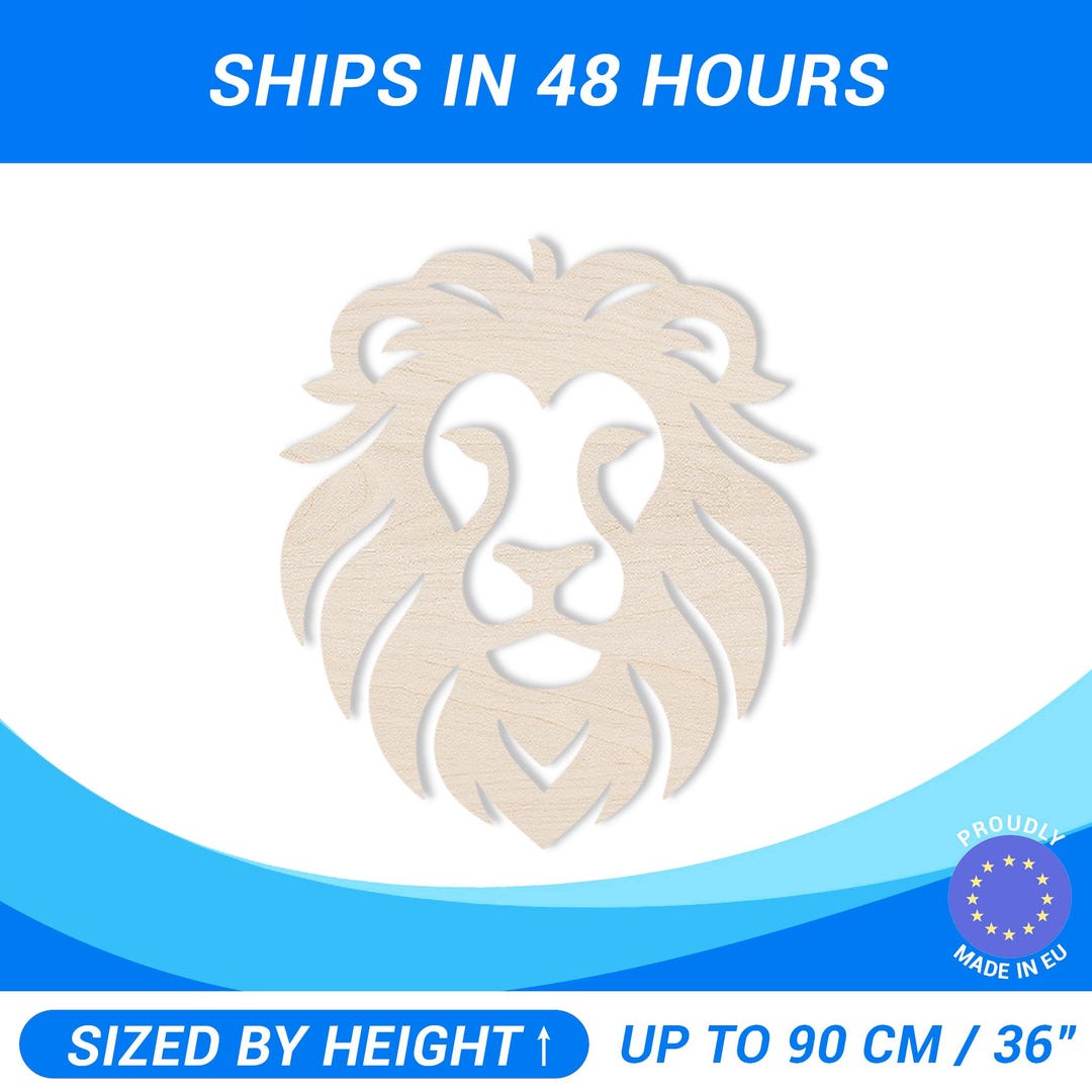 Personalized Wooden Lion Head Shape • Custom Cut to Size Baltic Birch ...