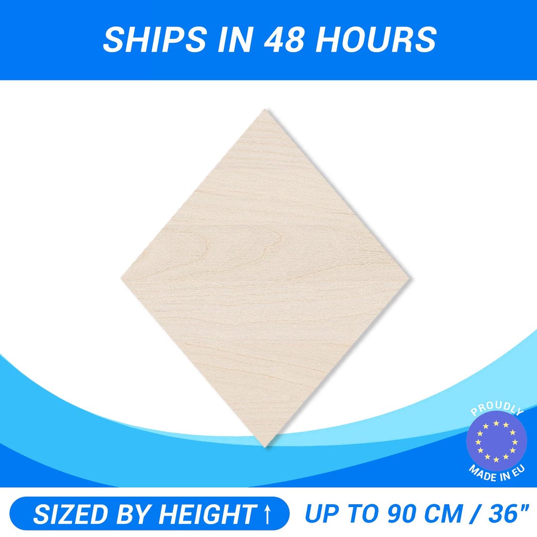 Personalized Wooden Rhombus Shape • Custom Cut Baltic Birch Plywood ...