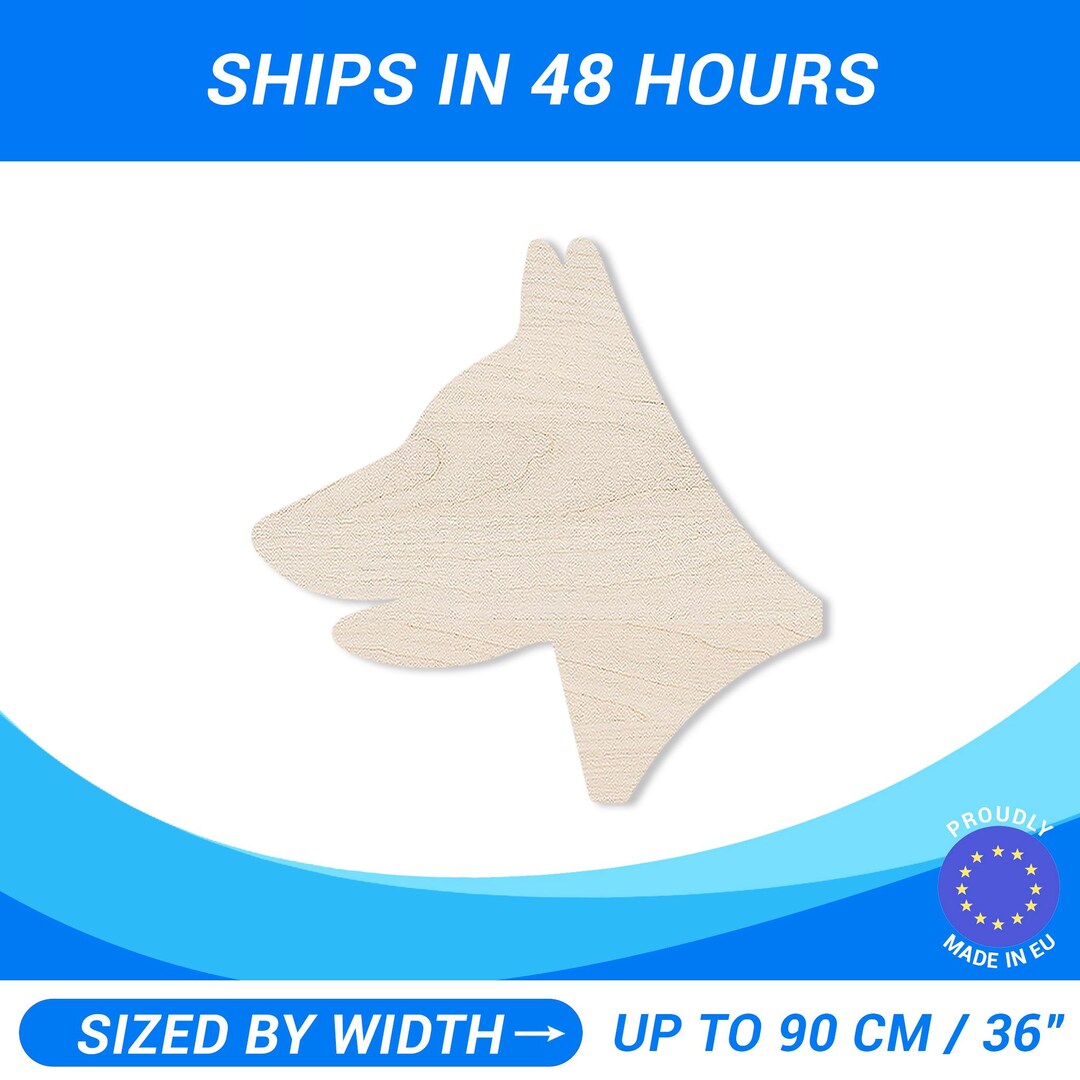 Personalized Wooden Dog Head Shape • Custom Cut to Size Baltic Birch ...