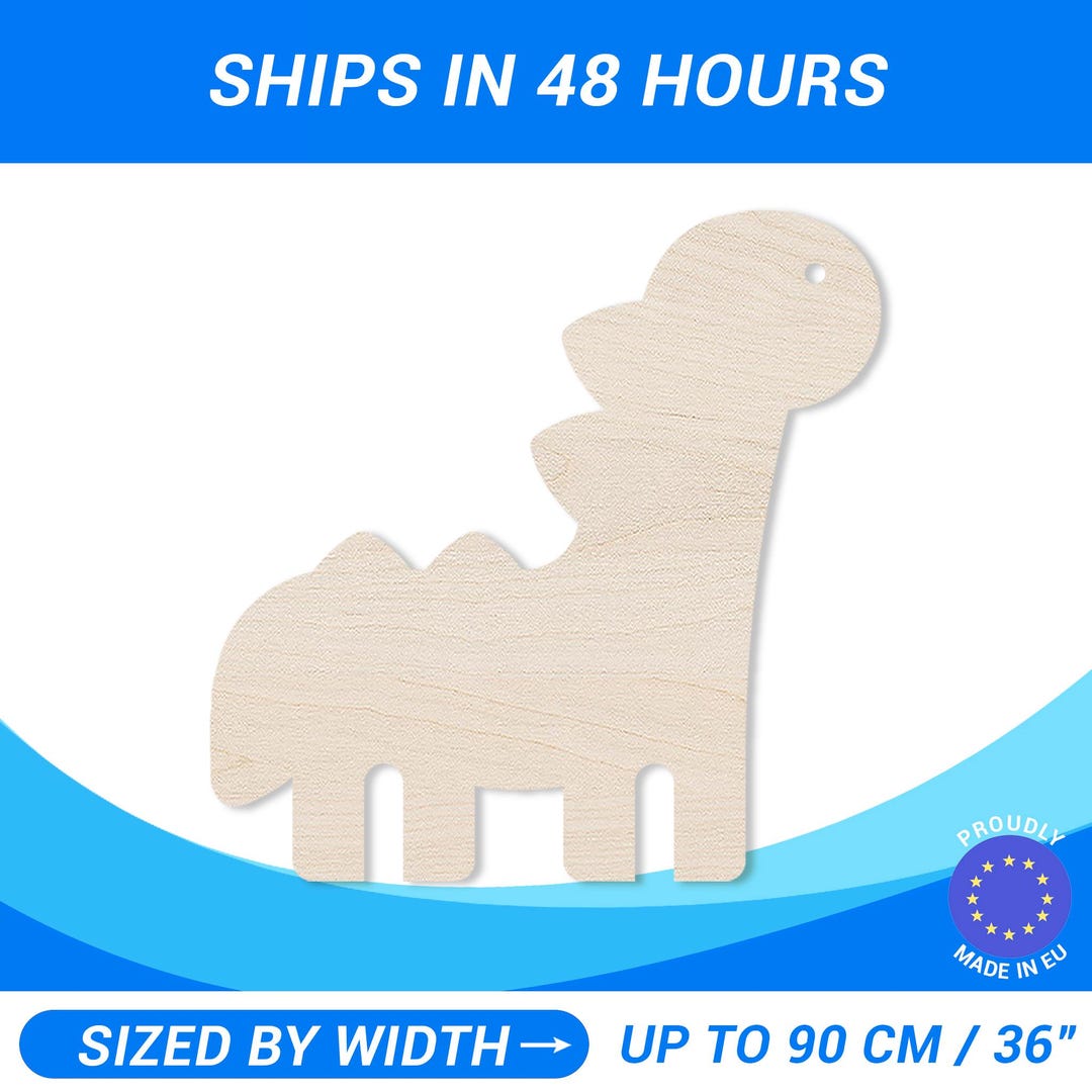 Personalized Wooden Dinosaur Shape • Custom Cut to Size Baltic Birch ...