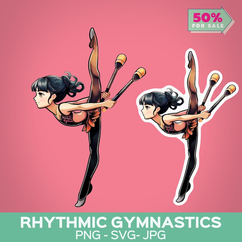 Rhythmic Gymnastics Clipart: SVG, PNG, JPG Digital Download - Etsy