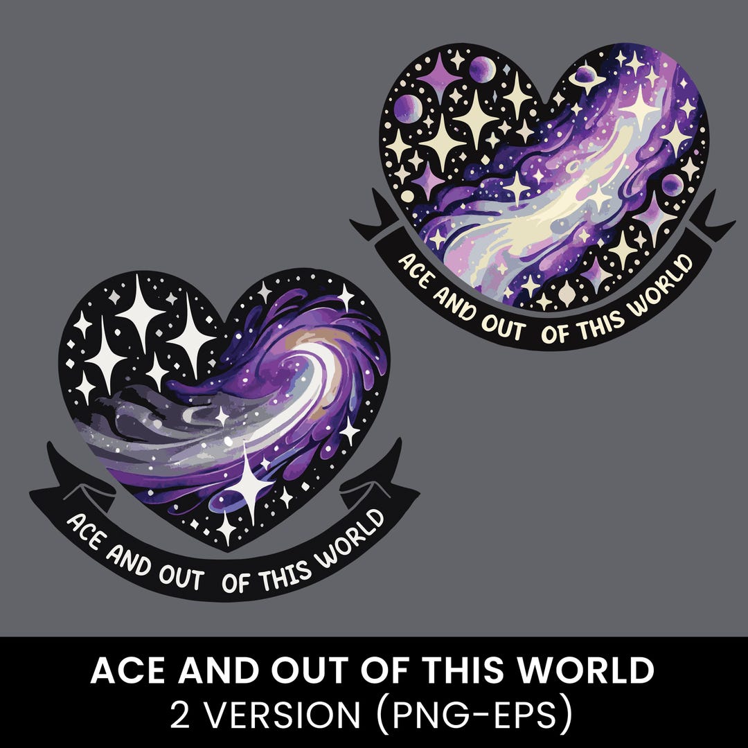 Asexual Galaxy Heart Sticker Bundle Asexual Pride Stickers Digital PNG ...