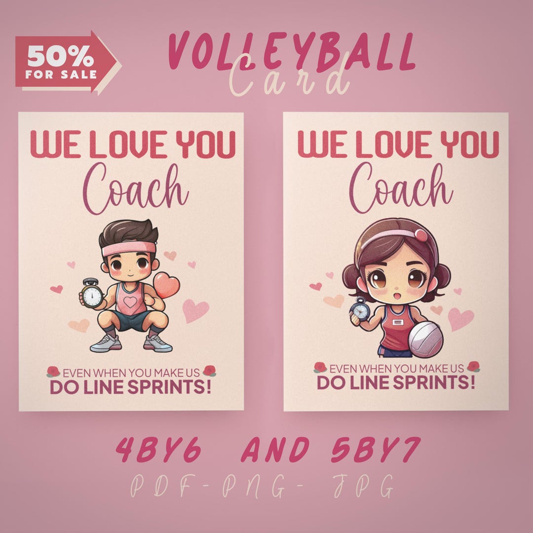 Printable Volleyball Coach Thank You Card Volleyball Coach Gift ...