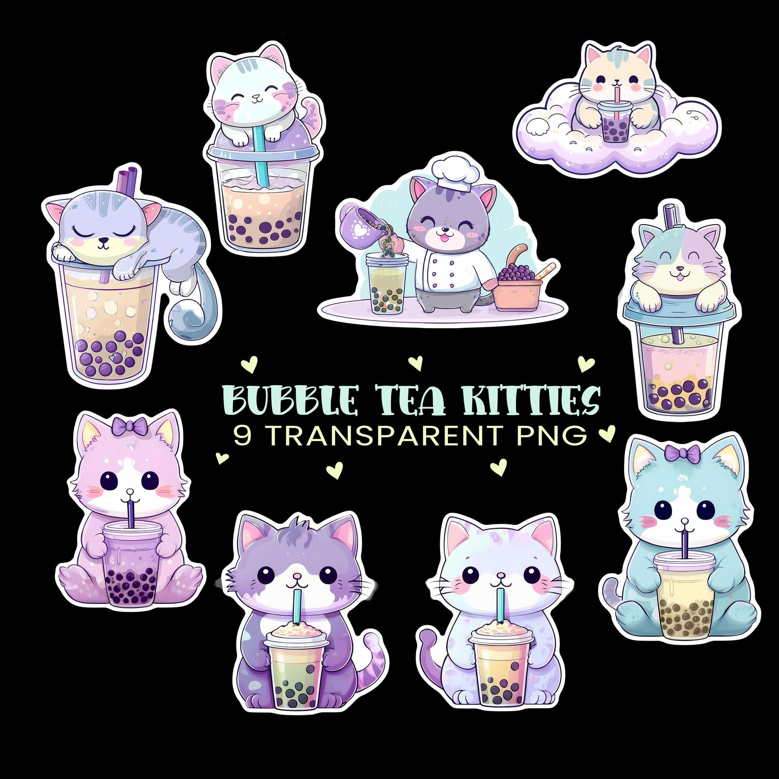 Bubble Tea Kawaii Clipart Set, Cute Bubble Tea Clip Art ,boba Tea ...