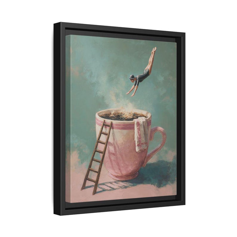 Coffee Diver Canvas Print: Funny Kitchen Decor, Coffee Lover Gift ...