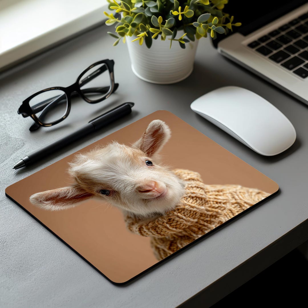 Cute Baby Goat Mouse Pad, Students Animal Themed Computer Mat, Country ...
