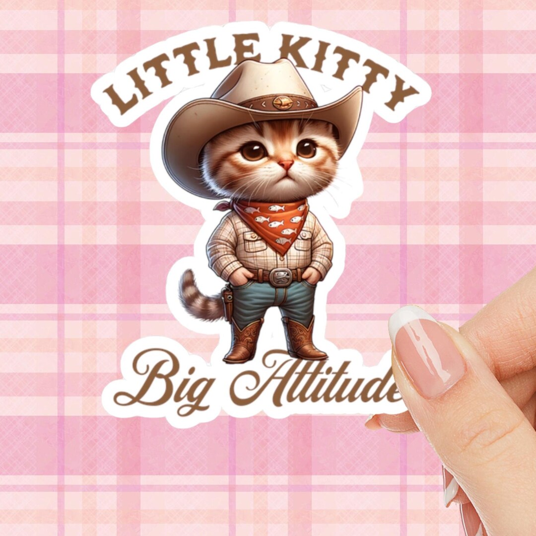 Cute Funny Western Kitty Vinyl Sticker, Veterinarian Sticker, Laptop ...