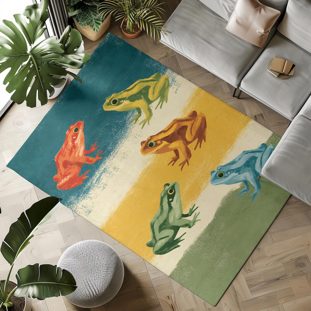 Vintage Frog Area Rug: Colorful Farmhouse Decor - Etsy