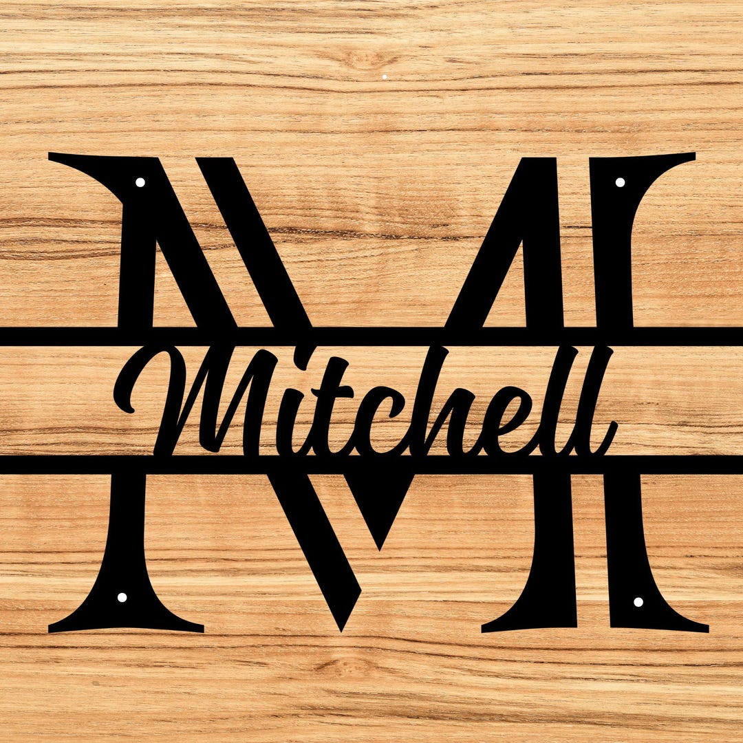 Custom Split Letter Monogram Metal Sign, Personalized Last Name Family ...
